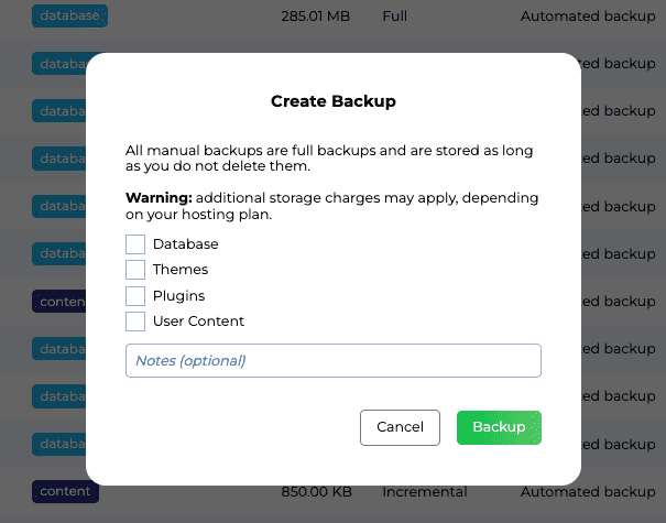 Creating Backups - Managed WordPress Hosting Platform