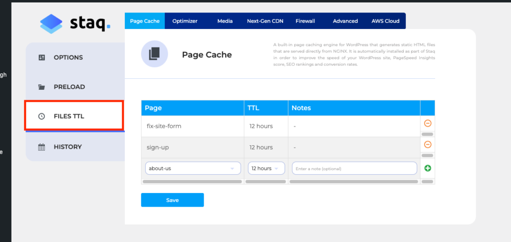 Configure Staq Cache - Managed WordPress Hosting Platform