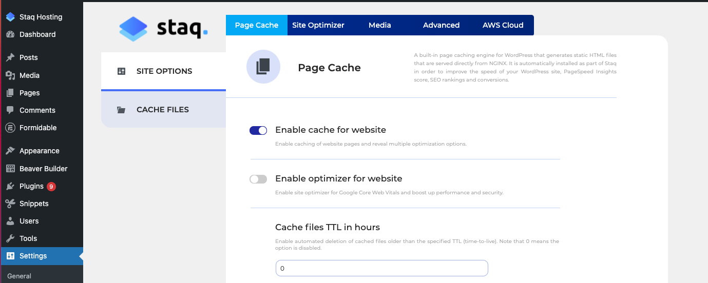 Disable Cache - Staq Knowledge Base