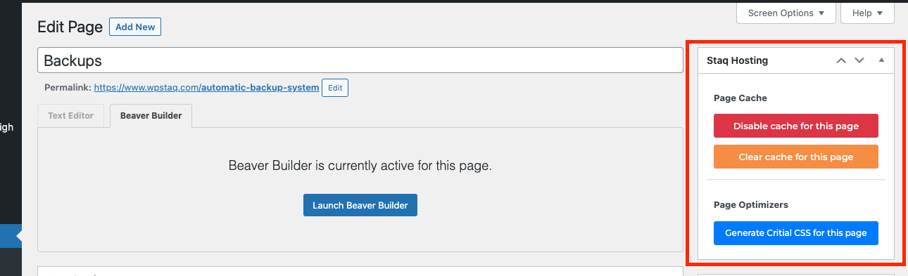 Disable Cache - Staq Knowledge Base