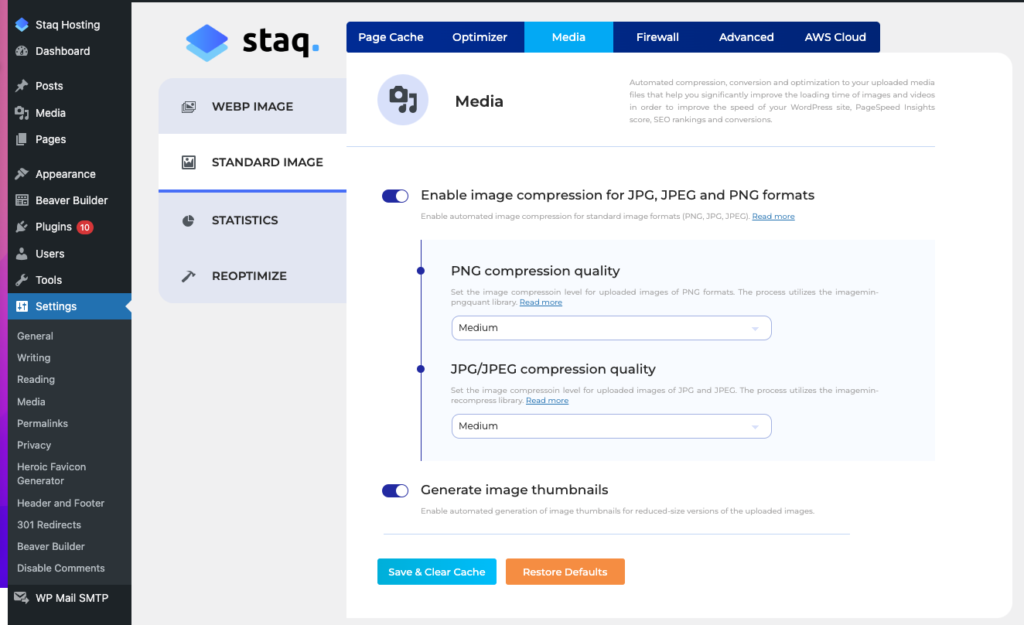 How to change the image compression settings - Managed WordPress Hosting Platform