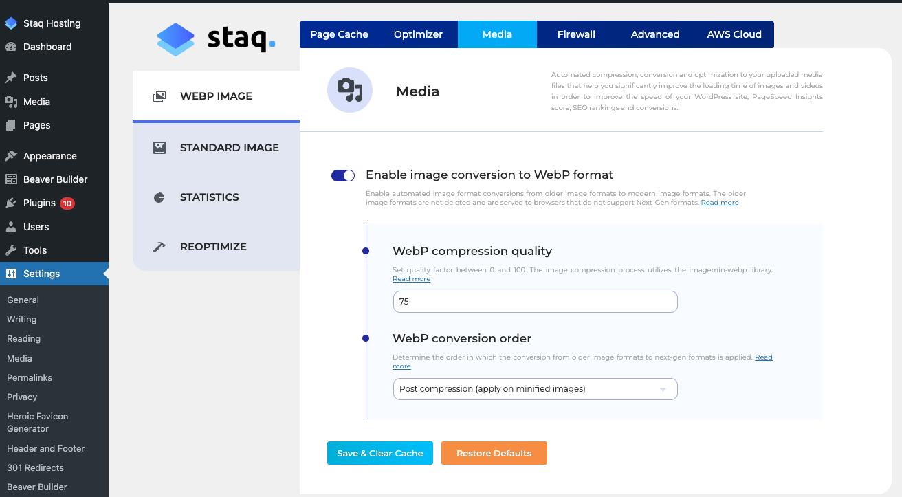 How to change the image compression settings - Staq Knowledge Base