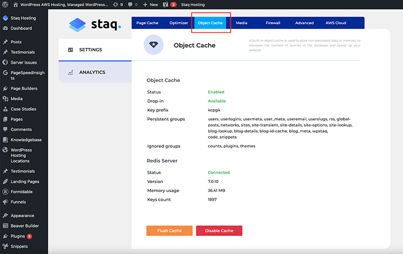 How To Enabledisable Redis Object Caching Managed Wordpress Hosting Platform