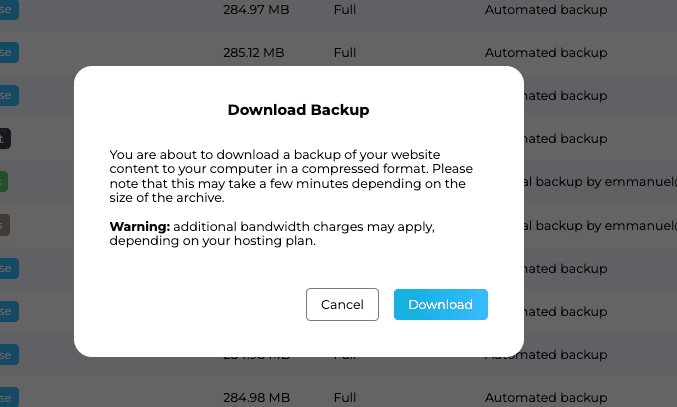 How to download your backup files - Managed WordPress Hosting Platform