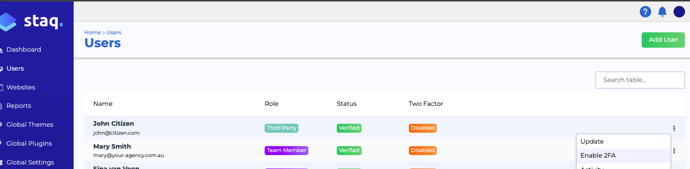 Enable Multi-Factor Authentication (MFA) on Staq - Managed WordPress Hosting Platform