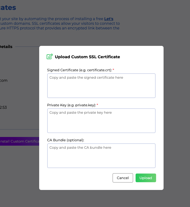 How to add a custom SSL - Managed WordPress Hosting Platform