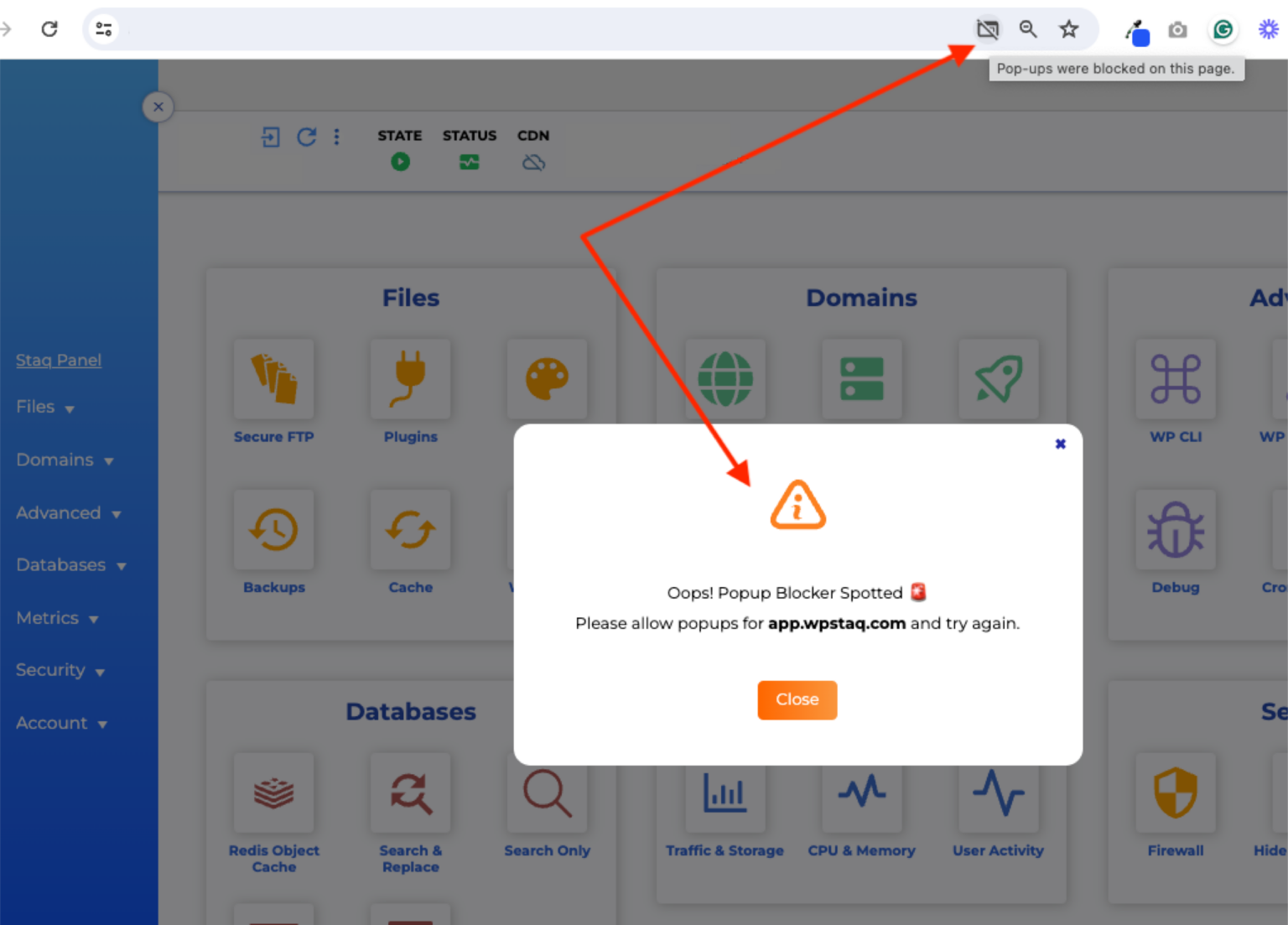 Enabling Popups for 1-Click WordPress Access in Supported Browsers - Managed WordPress Hosting ...