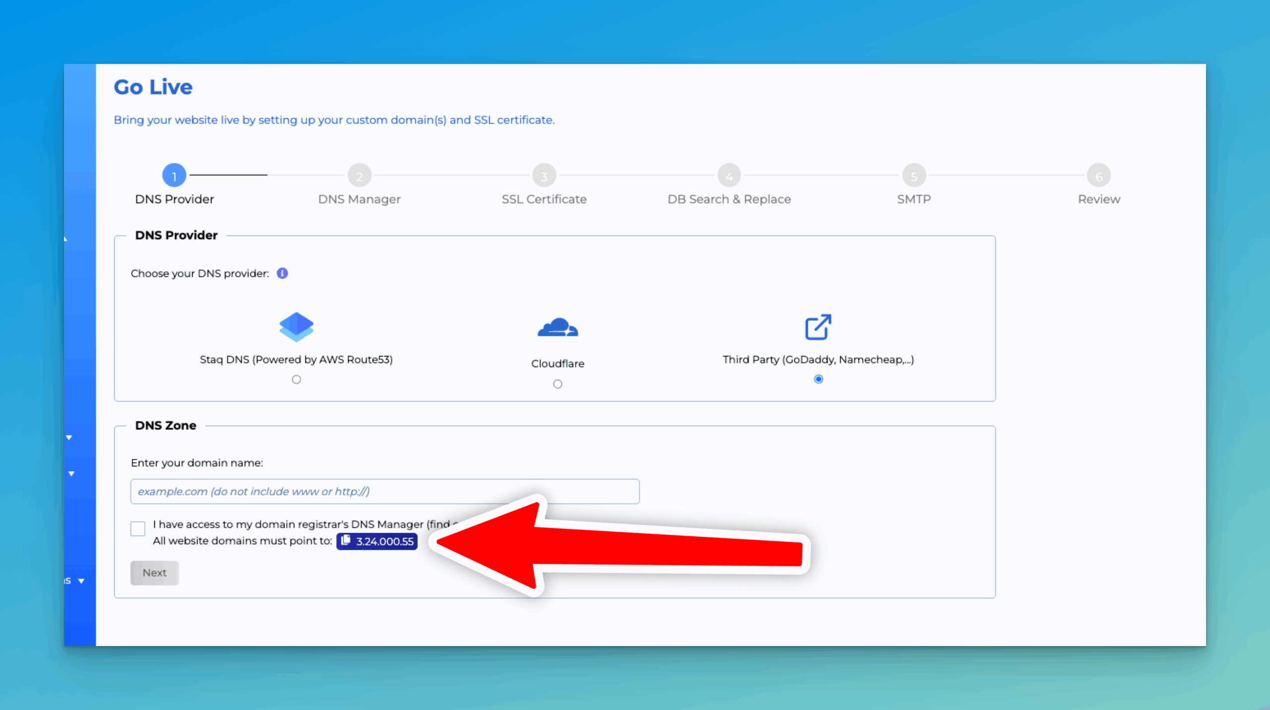 Where you access the A record or NS Record - Managed WordPress Hosting Platform